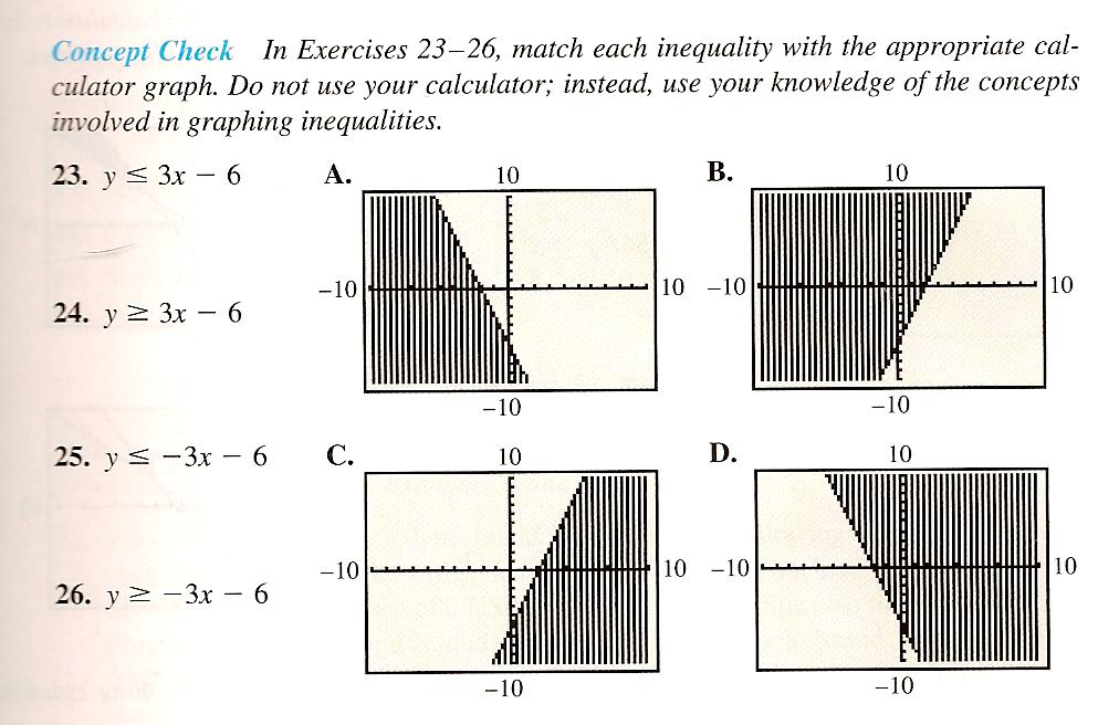 Solved Match the inequality in #26 with the appropriate | Chegg.com