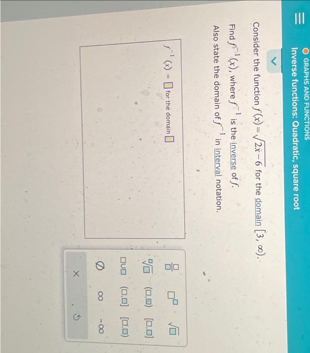 Solved OGRAPHS AND FUNCTIONS Inverse functions: Quadratic, | Chegg.com