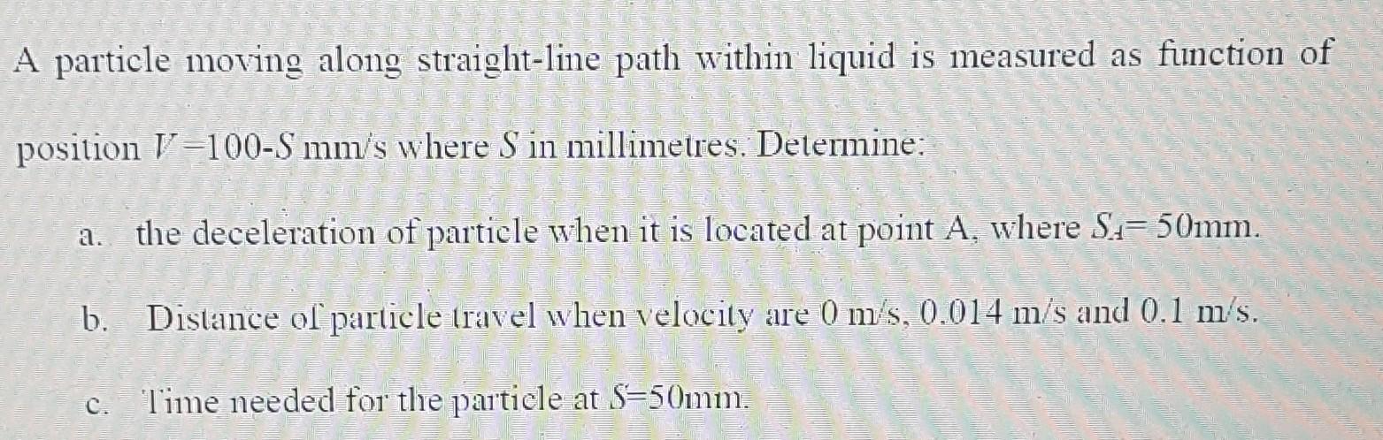 Solved A particle moving along straight-line path within | Chegg.com