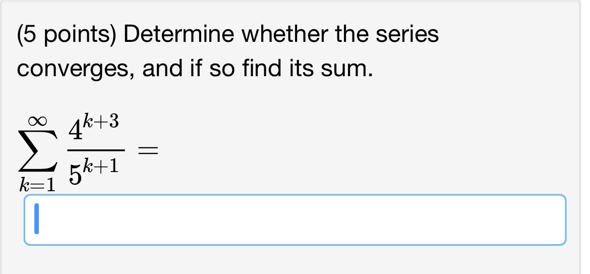 Solved (5 ﻿points) ﻿Determine whether the series converges, | Chegg.com