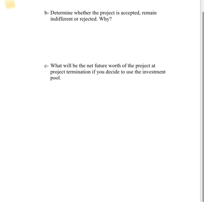 b- Determine whether the project is accepted, remain | Chegg.com