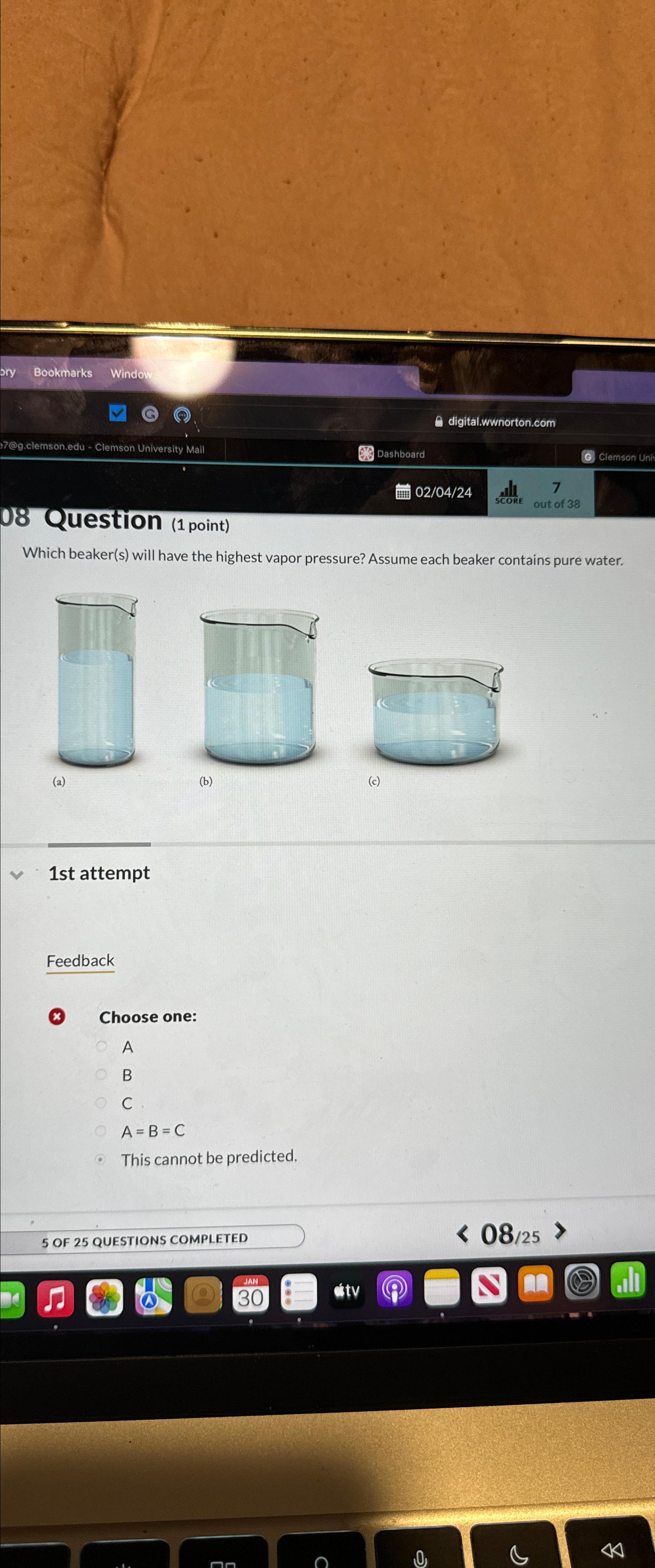 08 ﻿Question (1 ﻿point)Which beaker(s) ﻿will have the | Chegg.com