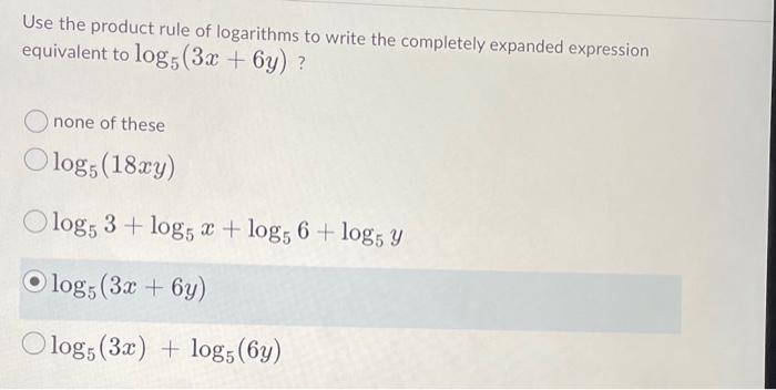 Solved Use the product rule of logarithms to write the | Chegg.com