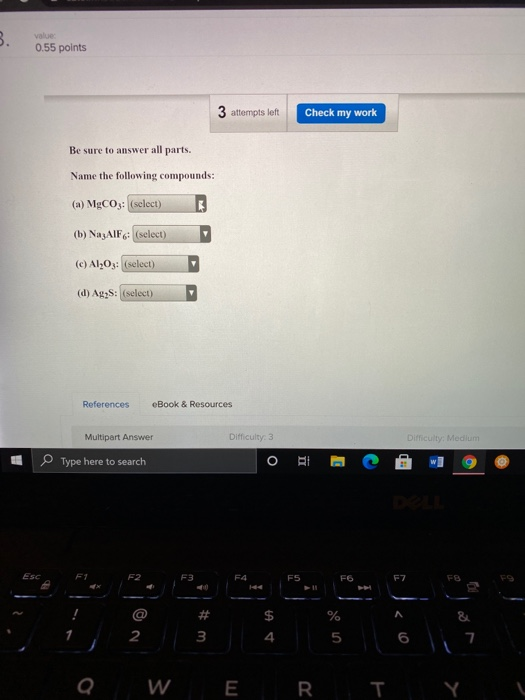Solved 3. value 0.55 points 3 attempts loft Check my work Be | Chegg.com