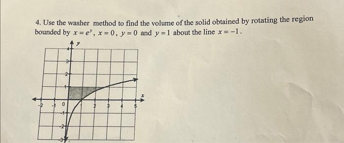 Solved 4. Use the washer method to find the volume of the | Chegg.com