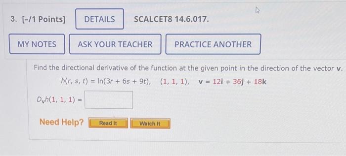 Solved Find The Directional Derivative Of The Function At