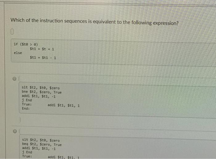 Solved Which of the instruction sequences is equivalent to | Chegg.com