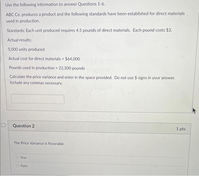 Solved Use the following information to answer Questions | Chegg.com