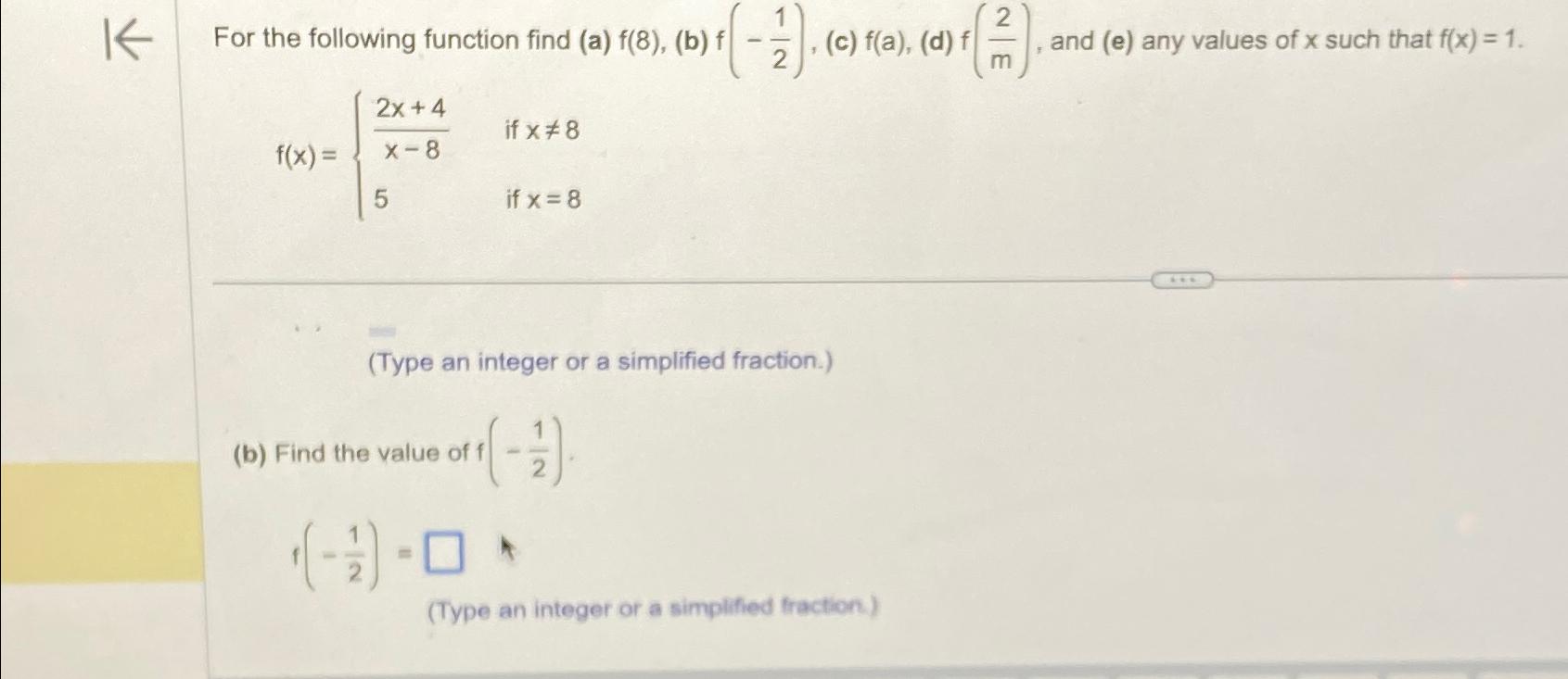Solved For the following function find | Chegg.com