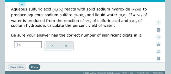 Solved Aqueous sulfuric acid (H2SO4) reacts with solid | Chegg.com