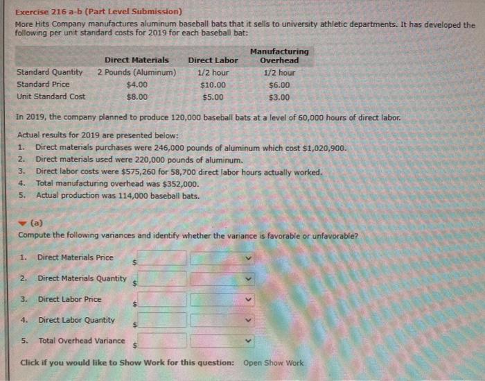 Solved Exercise 216 a-b (Part Level Submission) More Hits | Chegg.com