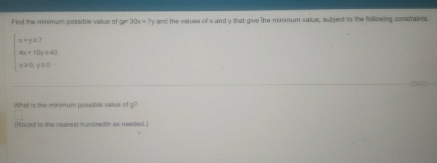 Solved Find The Minimum Possible Value Of G 30x 7y and The
