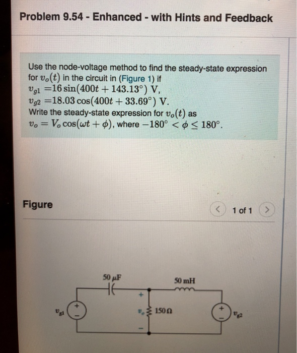 Solved Problem 9.54 - Enhanced - with Hints and Feedback Use | Chegg.com