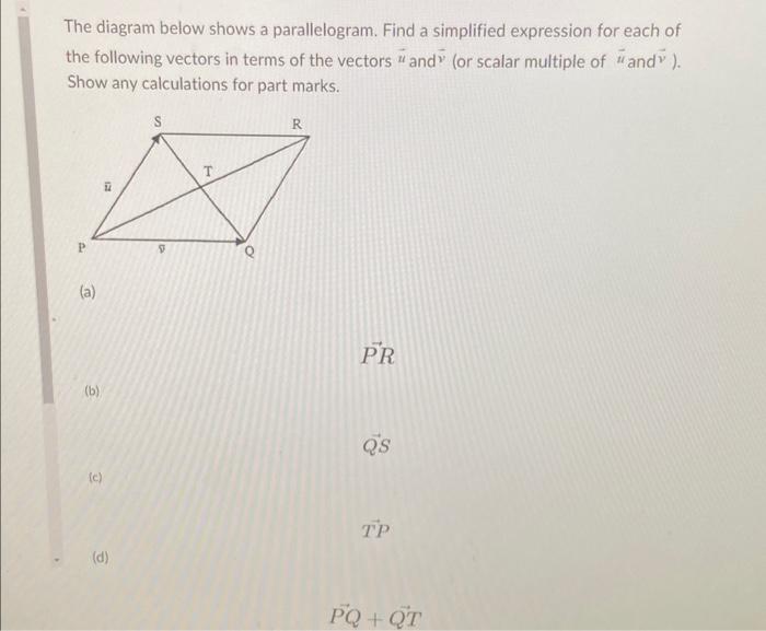 Solved The diagram below shows a parallelogram. Find a | Chegg.com