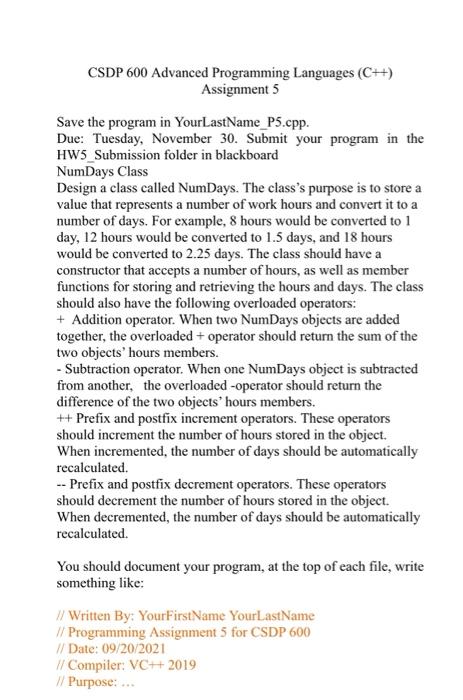 Solved CSDP 600 Advanced Programming Languages (C++) | Chegg.com