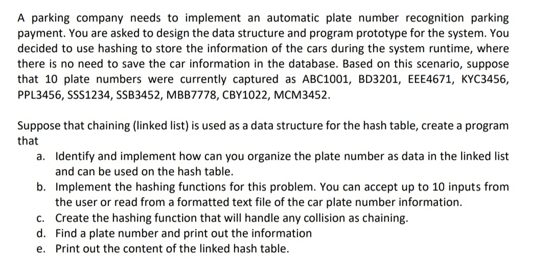 C++ ﻿LaguageA parking company needs to implement | Chegg.com
