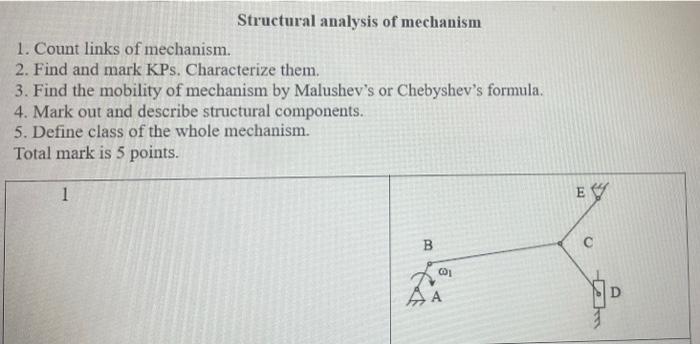 Solved Structural analysis of mechanism 1. Count links of | Chegg.com