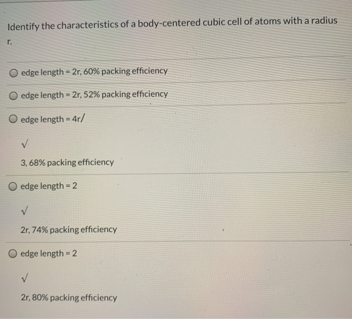 Solved Identify the characteristics of a body-centered cubic | Chegg.com