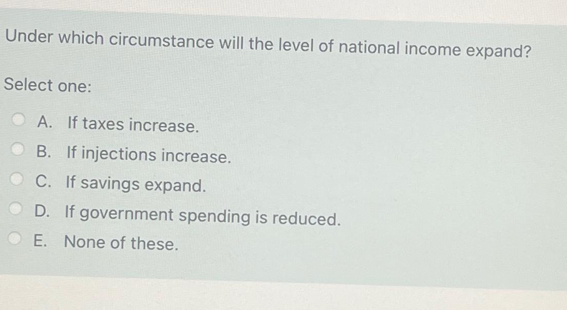 Solved Under which circumstance will the level of national | Chegg.com