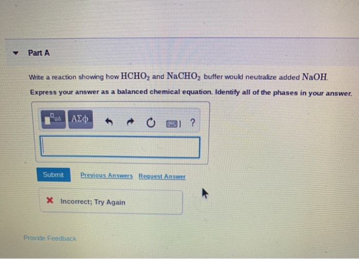 Solved Part A Write a reaction showing how HCHO, and NaCHO, | Chegg.com