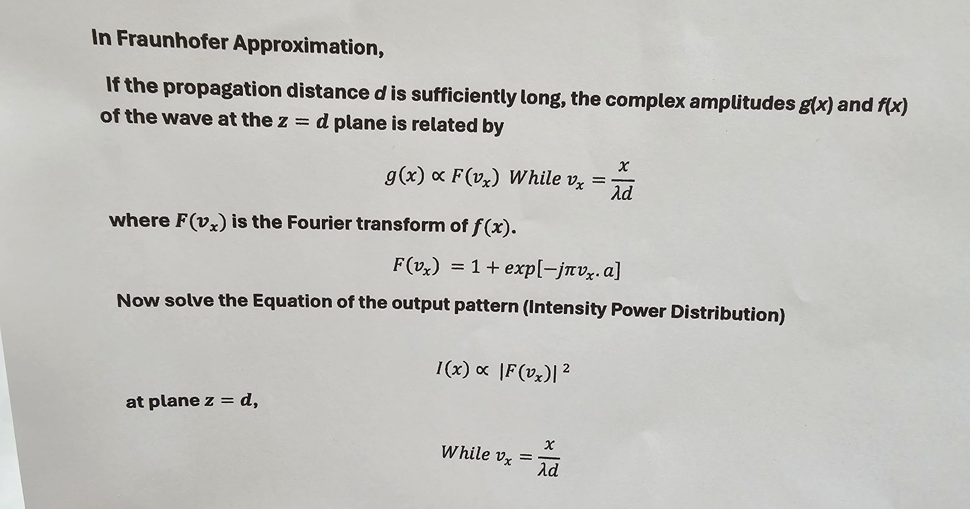 Solved In Fraunhofer Approximation,If the propagation | Chegg.com
