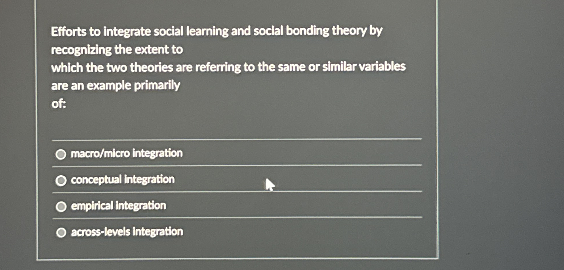 Solved Efforts to integrate social learning and social | Chegg.com