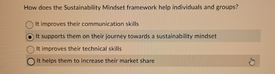 Solved How does the Sustainability Mindset framework help | Chegg.com