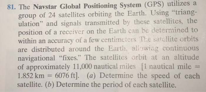 Solved 81. The Navstar Global Positioning System (GPS) | Chegg.com