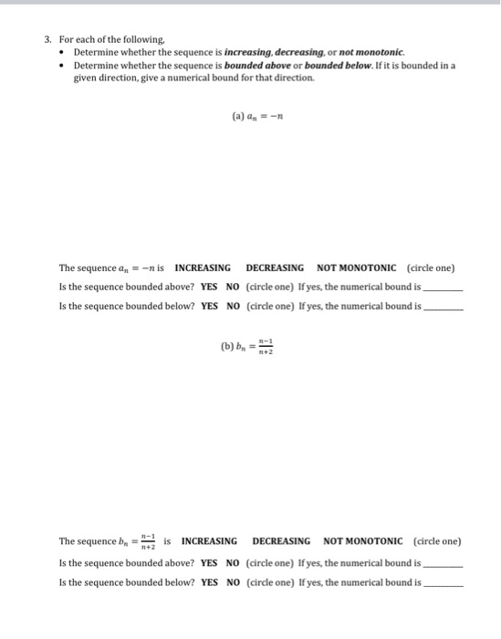 Solved 3. For each of the following, • Determine whether the | Chegg.com