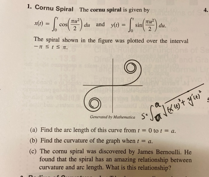Solved 1. Cornu Spiral The cornu spiral is given by #lo) = | Chegg.com