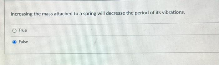 Solved Increasing the mass attached to a spring will | Chegg.com