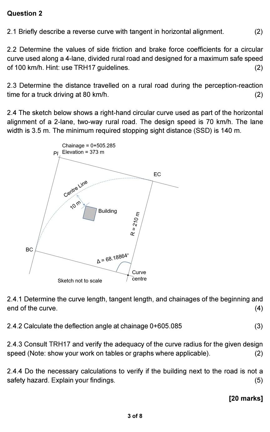 Solved 2.1 Briefly describe a reverse curve with tangent in | Chegg.com
