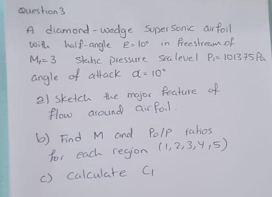 Solved (9.14) Consider a diamond-wedge airfoil such as shown | Chegg.com Solved (9.14) Consider a diamond-wedge airfoil such as shown | Chegg.com