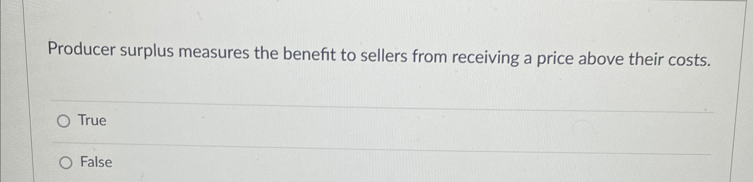 Solved Producer surplus measures the benefit to sellers from | Chegg.com