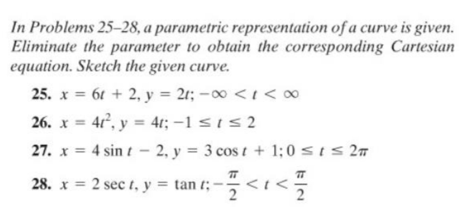Solved In Problems 25-28, ﻿a parametric representation of a | Chegg.com