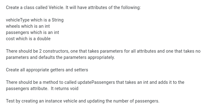 Solved Create A Class Called Vehicle It Will Have