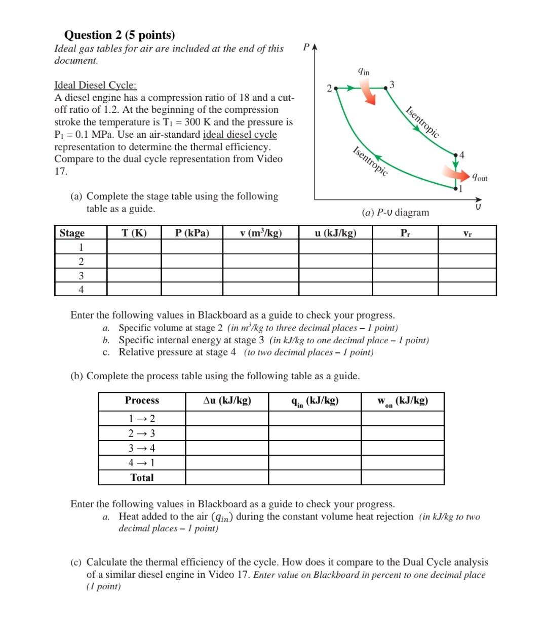 Solved Question 2 (5 points) Ideal gas tables for air are | Chegg.com