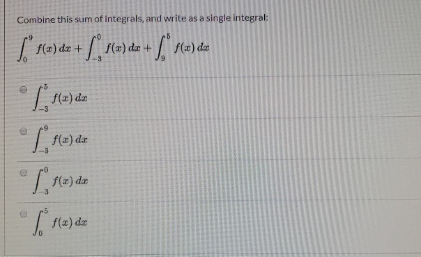 Solved Combine this sum of integrals, and write as a single | Chegg.com