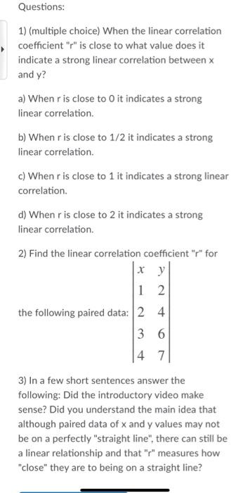 Solved Questions: 1) (multiple choice) When the linear | Chegg.com