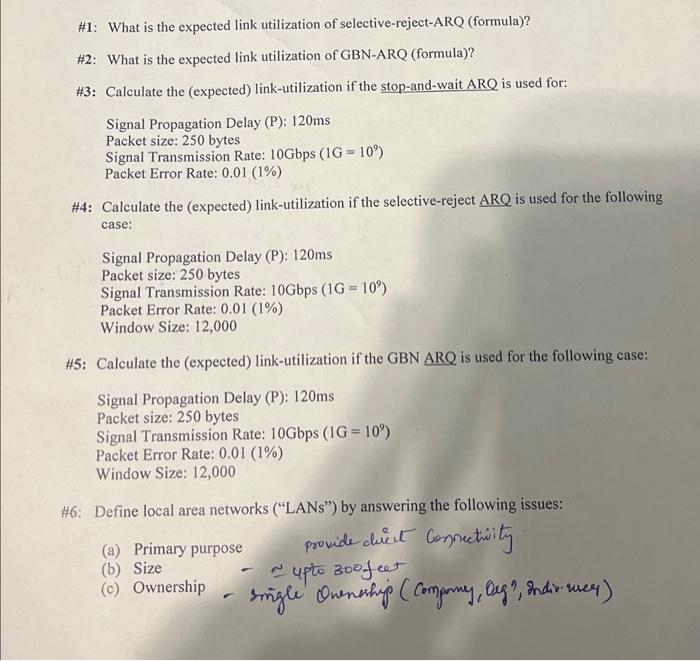 Solved #1: What is the expected link utilization of | Chegg.com