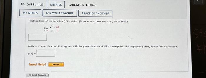 Solved Find the limit of the function (if it exists). (If an | Chegg.com