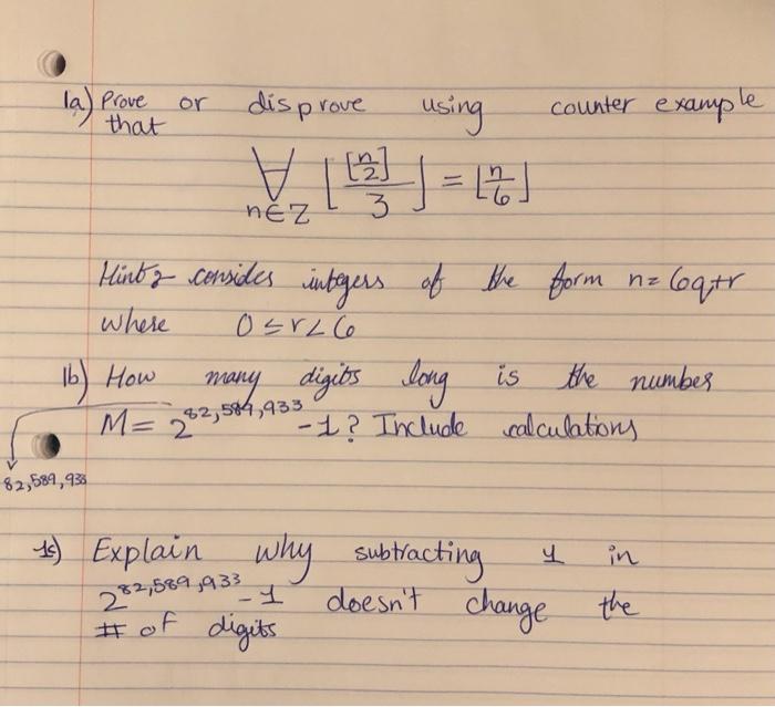 Solved la) Prove that or W 1 [5] disprove using counter | Chegg.com