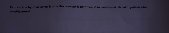 Solved Explain the hypoxic drive & why this concept is | Chegg.com