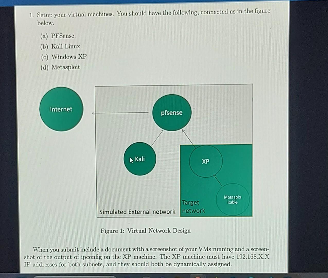 Solved 1. Setup your virtual machines. You should have the | Chegg.com