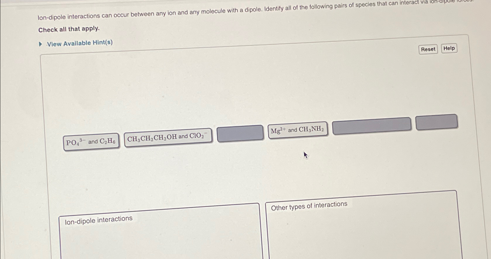 Solved Ion-dipole interactions can occur between any ion and | Chegg.com