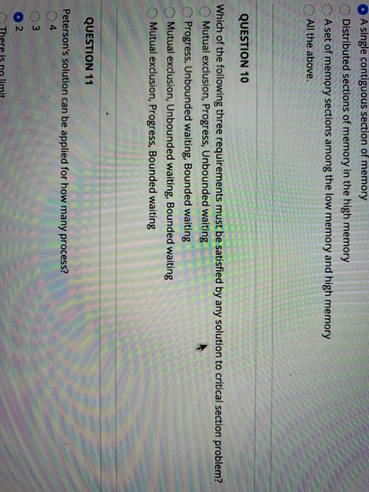 Solved 21 A single contiguous section of memory Distributed | Chegg.com