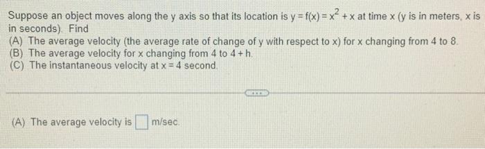 Solved Suppose an object moves along the y axis so that its | Chegg.com