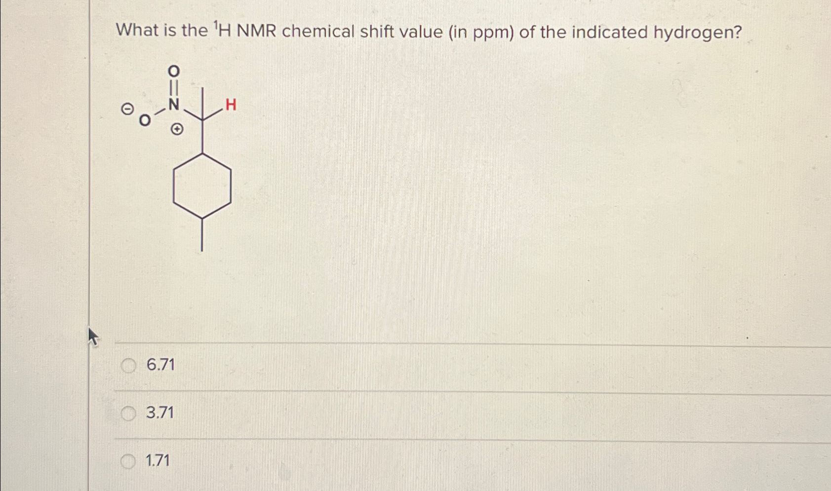 Solved What is the ?1H ﻿NMR chemical shift value (in ppm) | Chegg.com