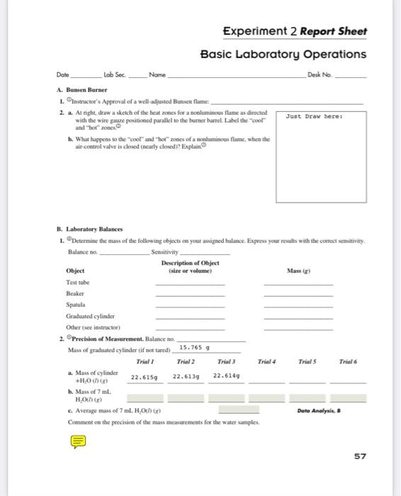 Solved Experiment 2 Report Sheet Basic Laboratory Operations | Chegg.com