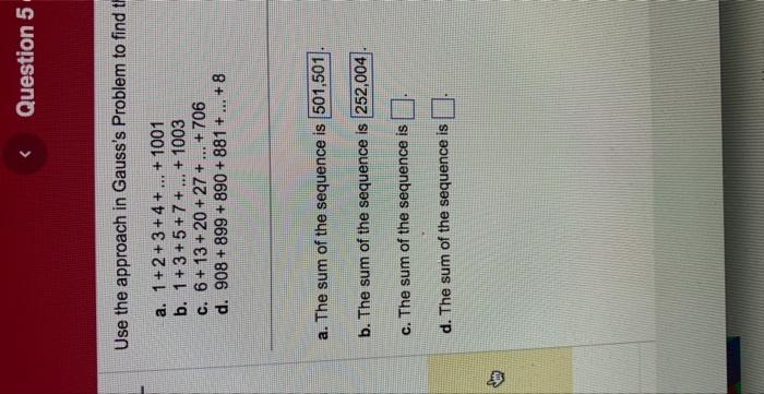 Solved Use the approach in Gauss problem to find the | Chegg.com